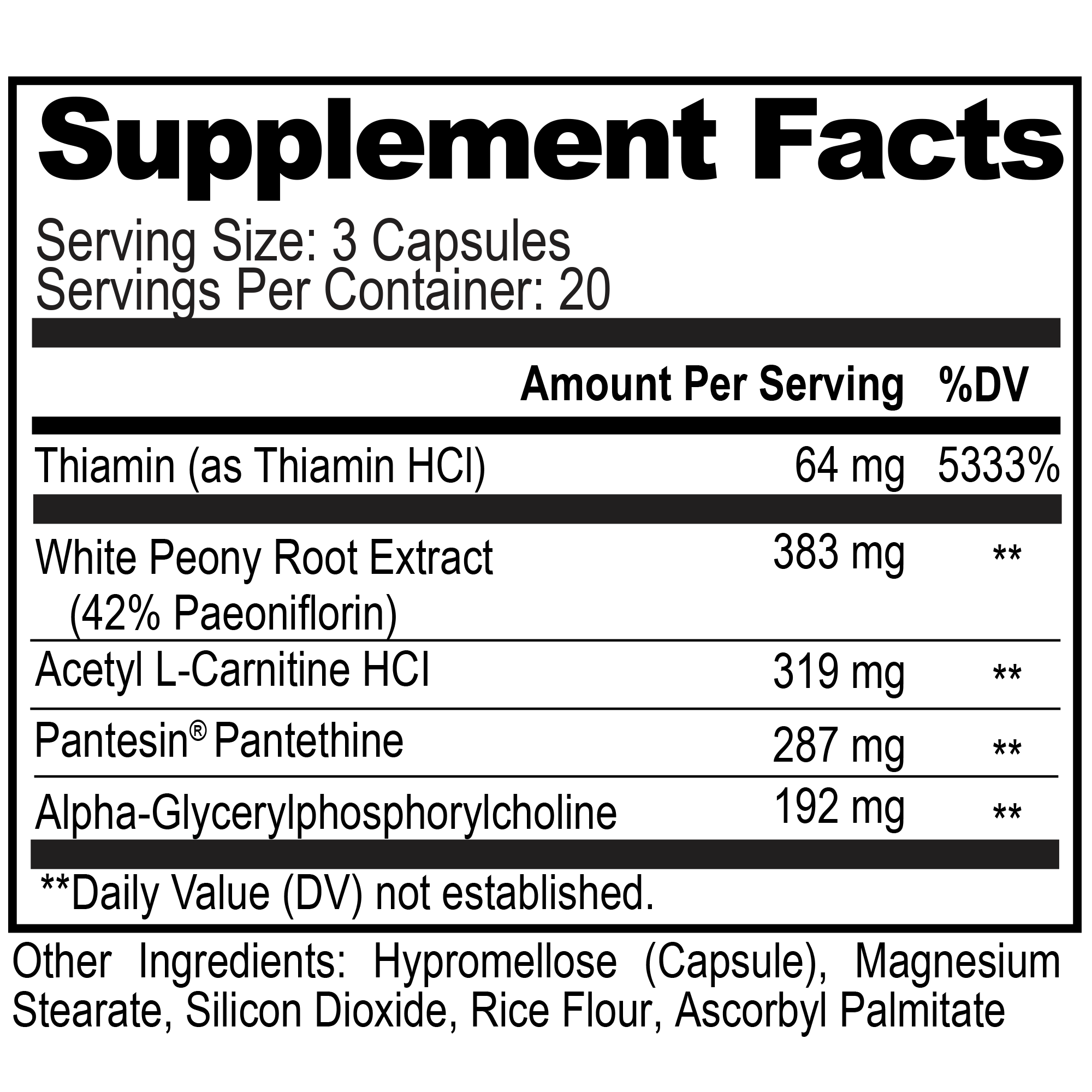 Acetylcholine Supplement - For Improved Mental Function - 60 ct.